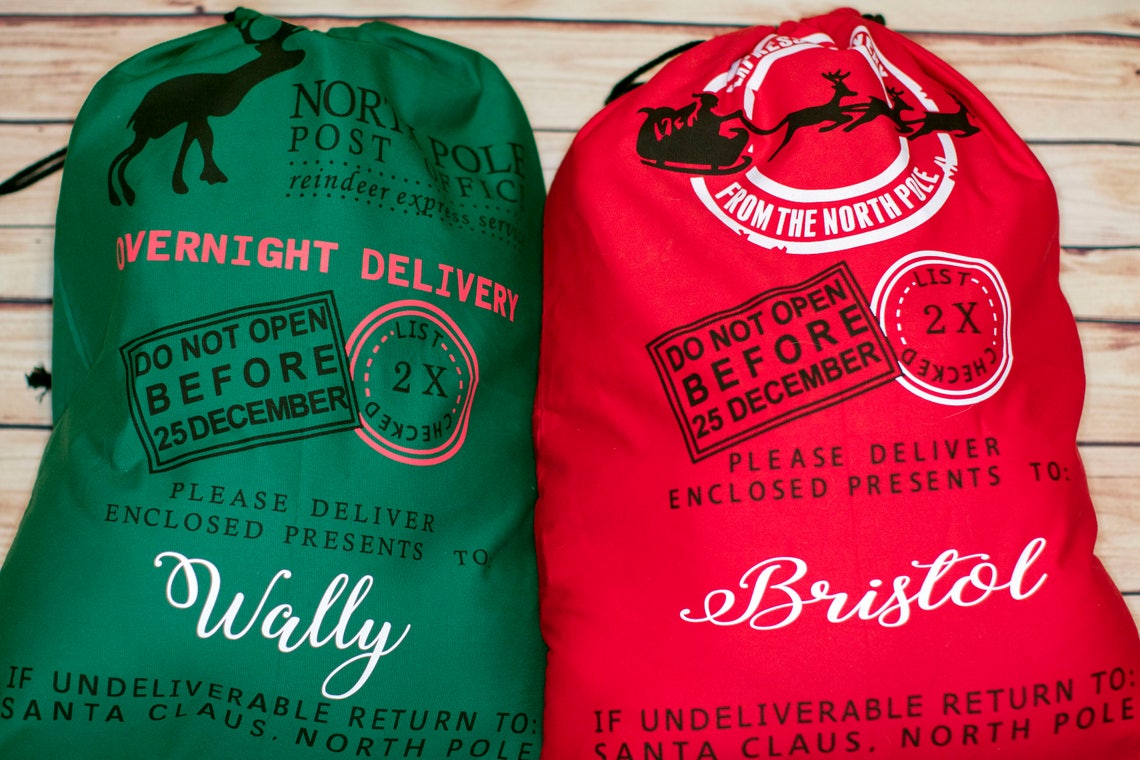 Personalized Santa Bags/personalized Santa Totes/personalized - Etsy