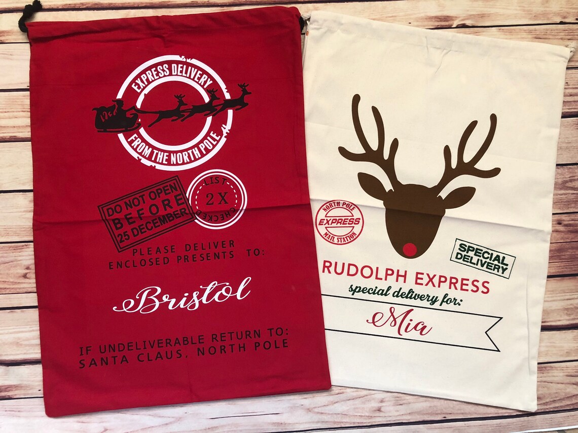 Personalized Santa Bags/personalized Santa Totes/personalized - Etsy