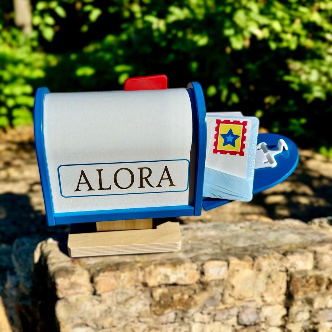 Personalized Toy Mailbox Wogh Postcards / Magnetic Close Mail Box/ Wood ...