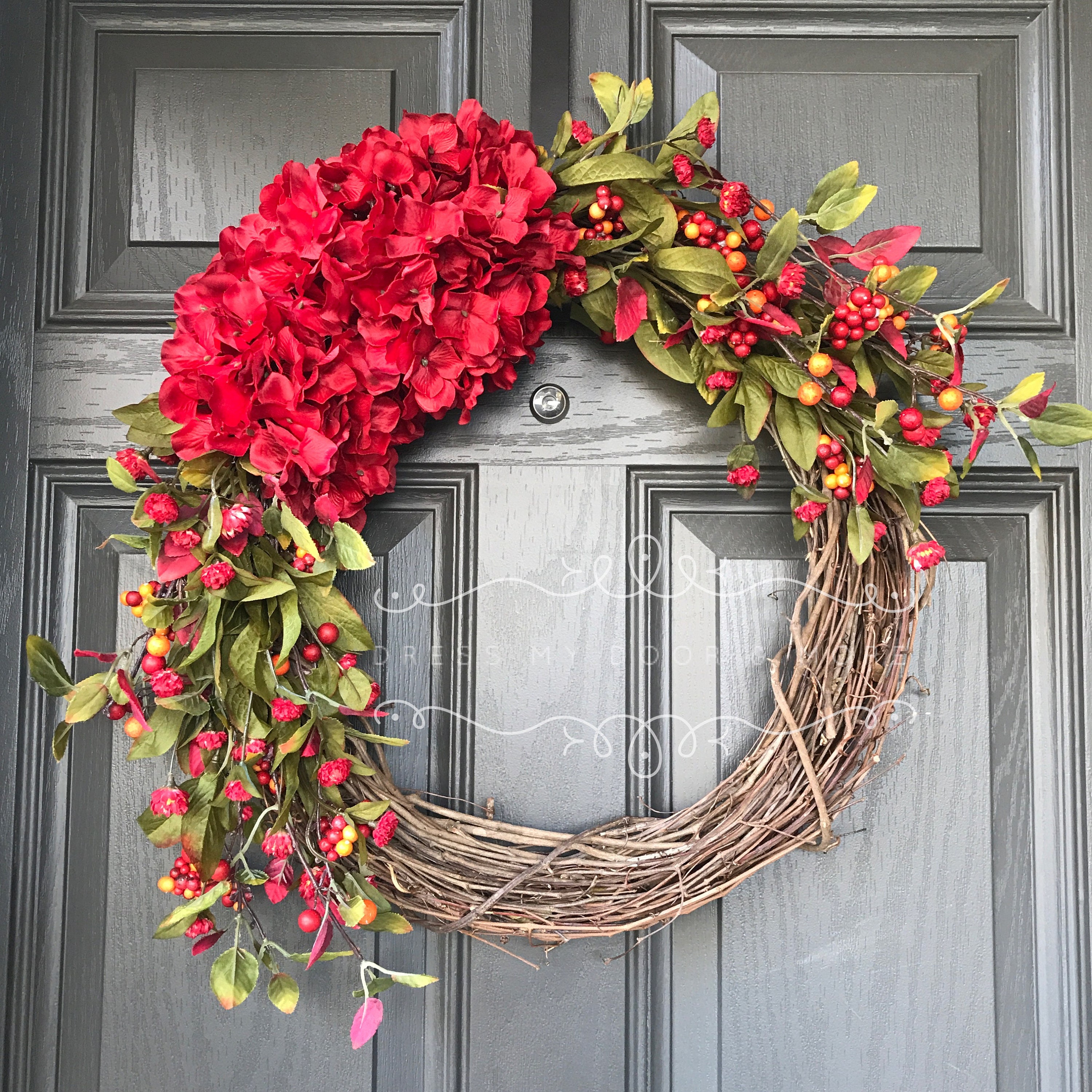 Fall Wreath Autumn Wreath Red Wreath Welcome Wreath - Etsy