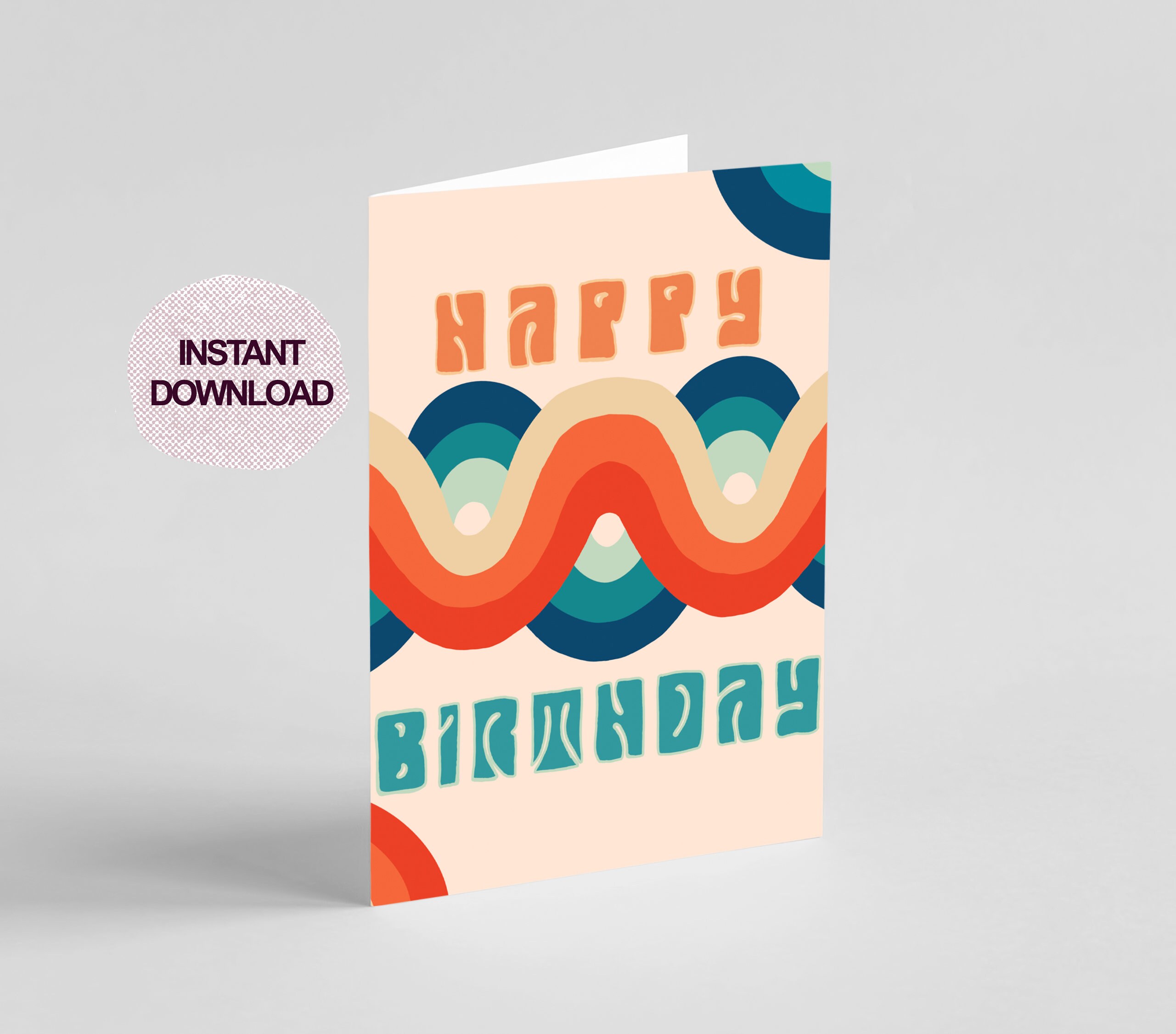 Printable Groovy Retro 70s Birthday Card - INSTANT DOWNLOAD - Etsy