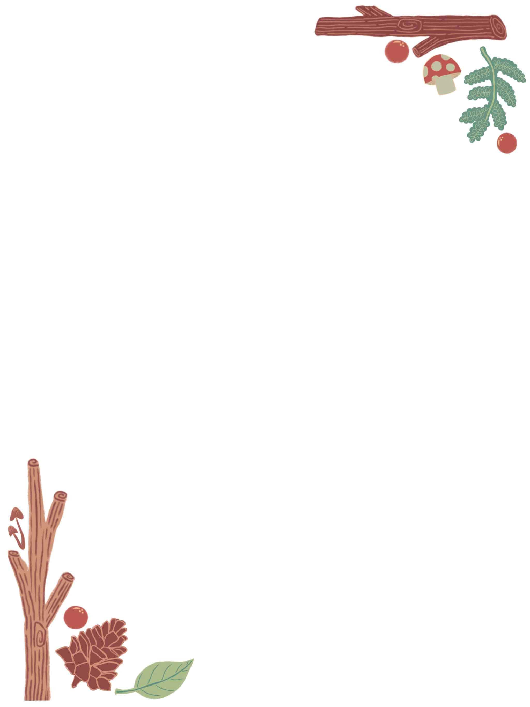 INSTANT DOWNLOAD Printable Stationery Forest Botanicals and Mushrooms ...