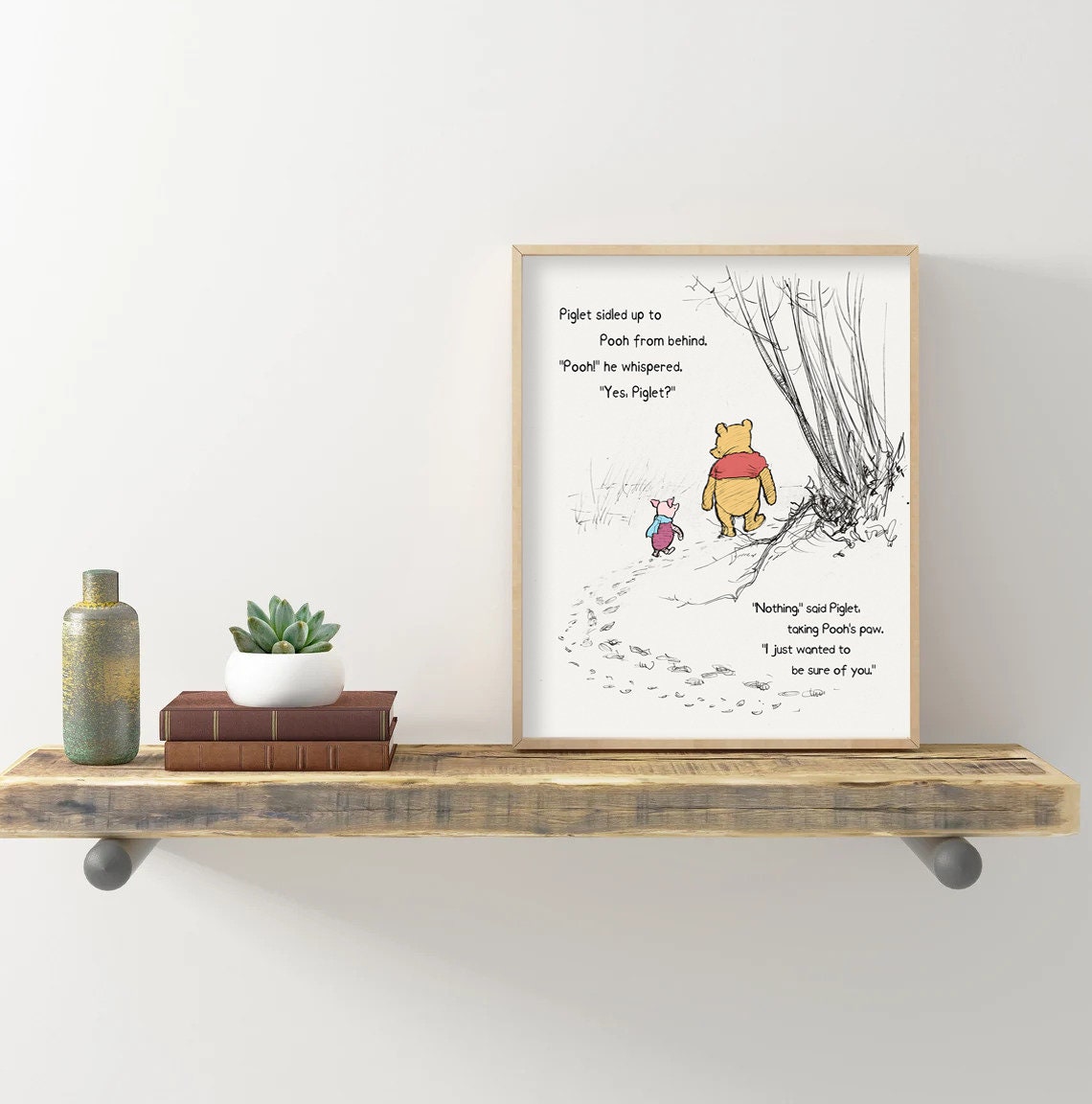Winnie the Pooh Wall Art, Piglet Sidled up to Pooh Poster, Kids Room ...