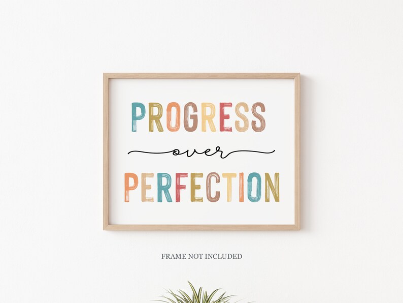 Progress Over Perfection Printable, Boho Classroom Decor, Kids ...