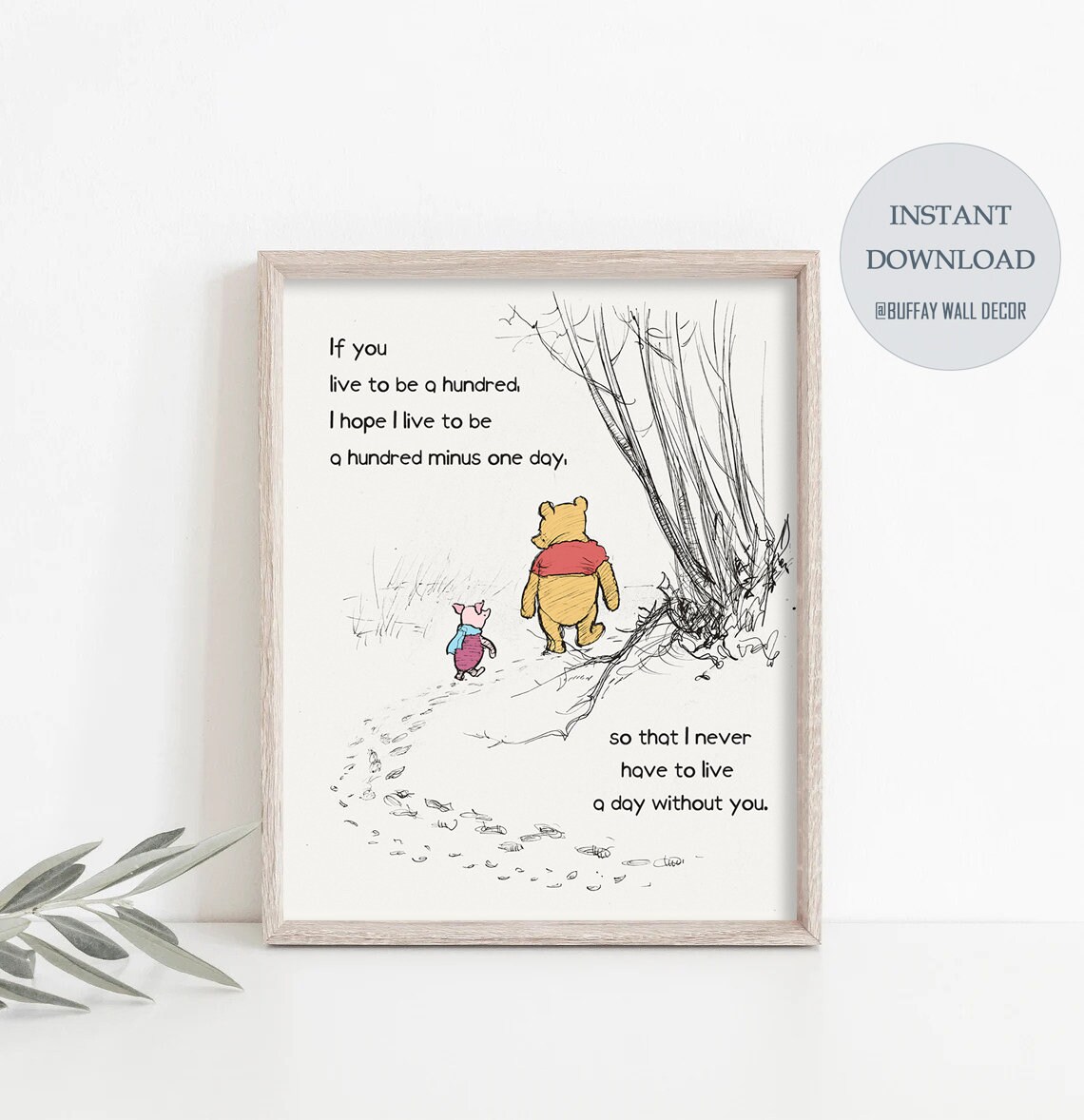Winnie the Pooh Quote Wall Art Classic Poster, If You Live to Be a ...