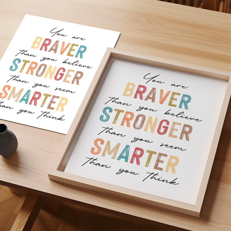 You Are Braver Than You Believe, Inspirational Quote, Kids Wall Decor ...