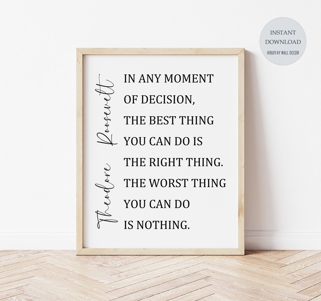Theodore Roosevelt Quote, Roosevelt Quote, Inspirational Wall Art, Home ...