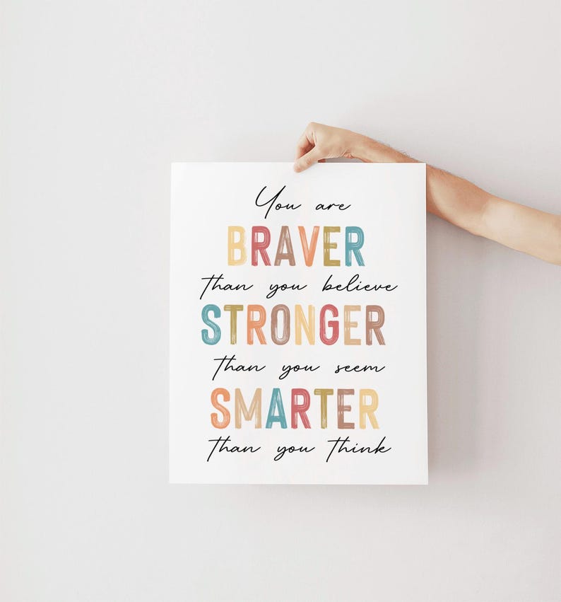 You Are Braver Than You Believe, Inspirational Quote, Kids Wall Decor ...