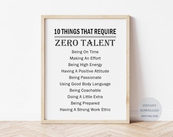 10 Things That Require Zero Talent Poster - Etsy