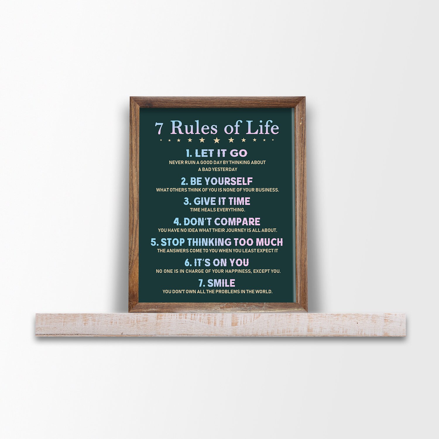 7 Rules of Life Wall Art Print, Therapy Office Decor, Inspirational SEL ...