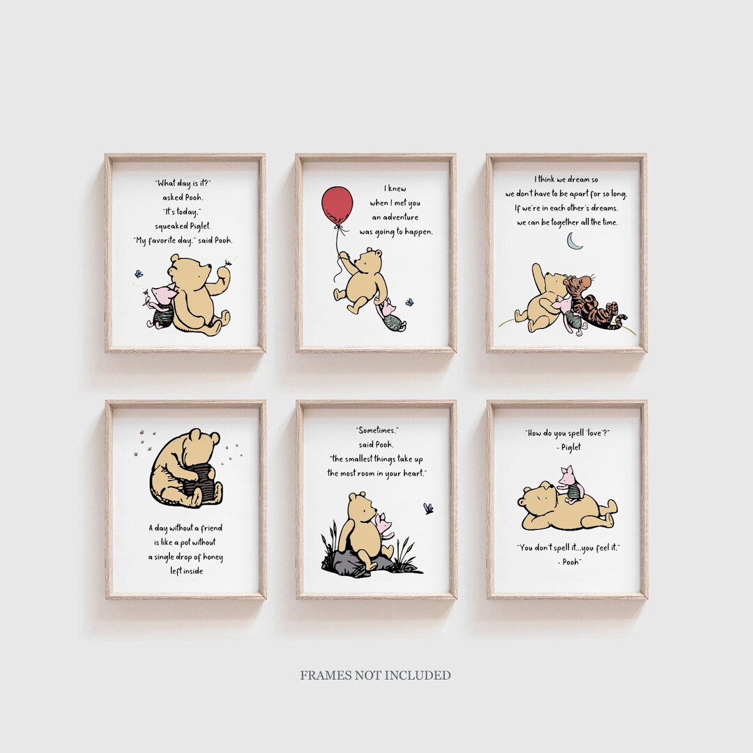 Winnie the Pooh Artwork, Classic A.A. Milne Quote Posters, Baby Shower ...
