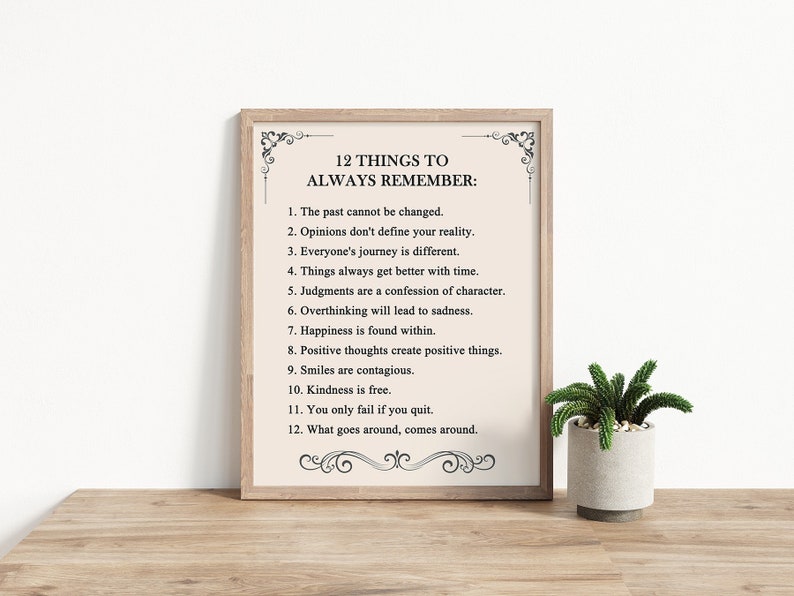 12 Things to Always Remember, Printable Inspirational Wall Art ...