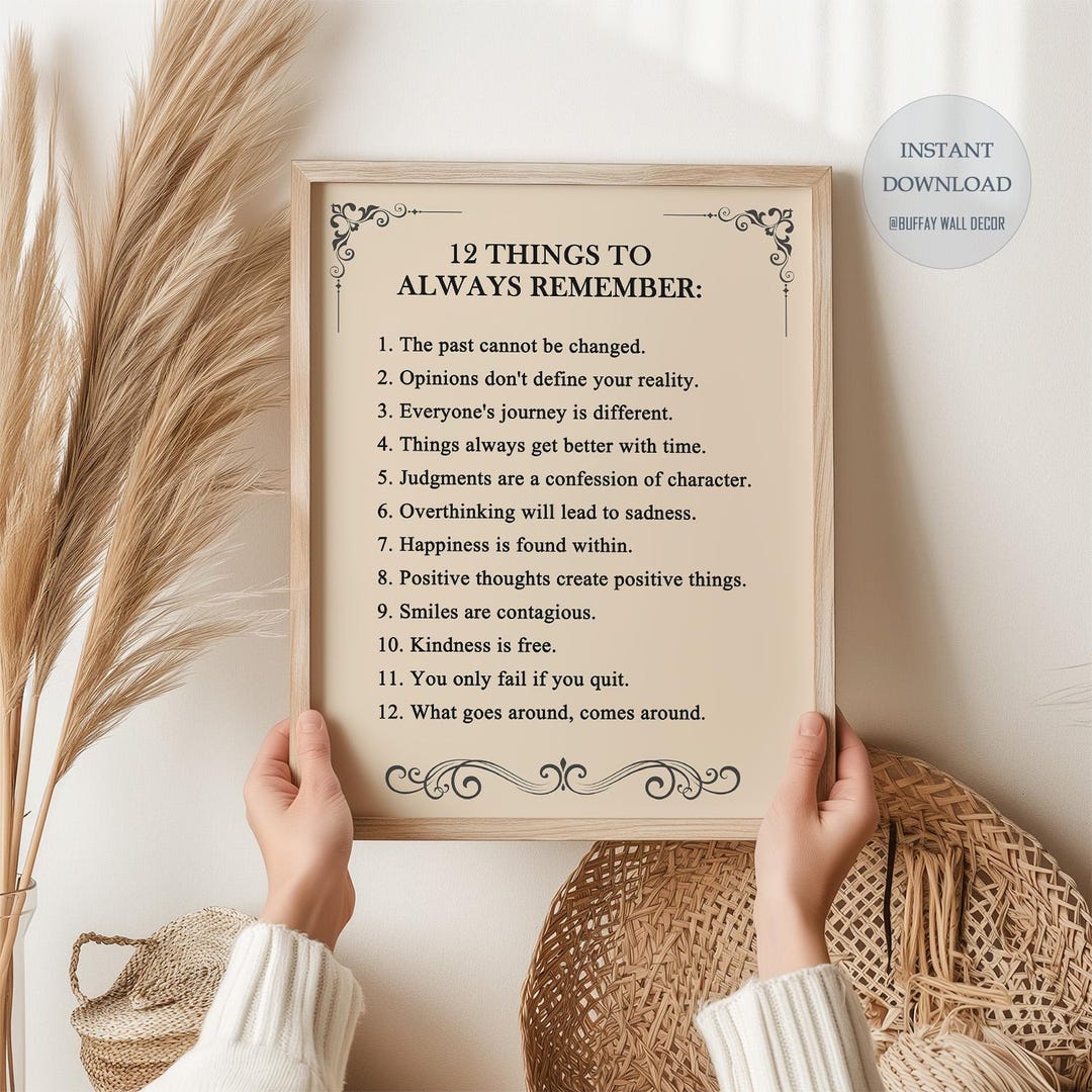 12 Things to Always Remember, Printable Inspirational Wall Art ...