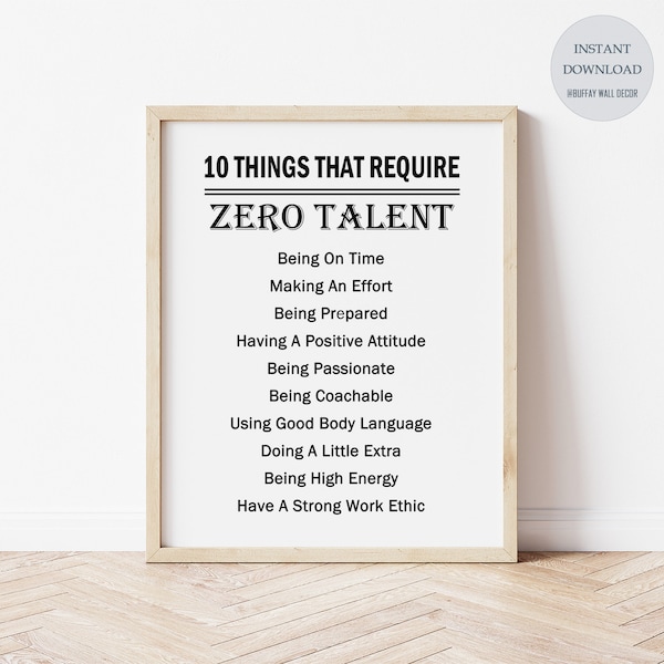 10 Things That Require Zero Talent Poster - Etsy
