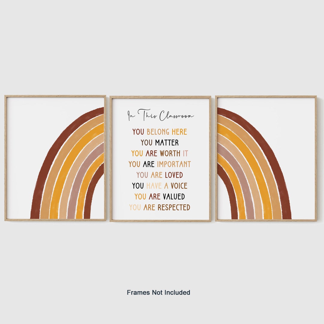 In This Classroom Wall Art, Classroom Decor, Office Decor, Boho Rainbow ...