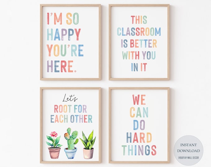DIGITAL DOWNLOAD Classroom Decor Boho Rainbow Neutral Welcome to Our ...