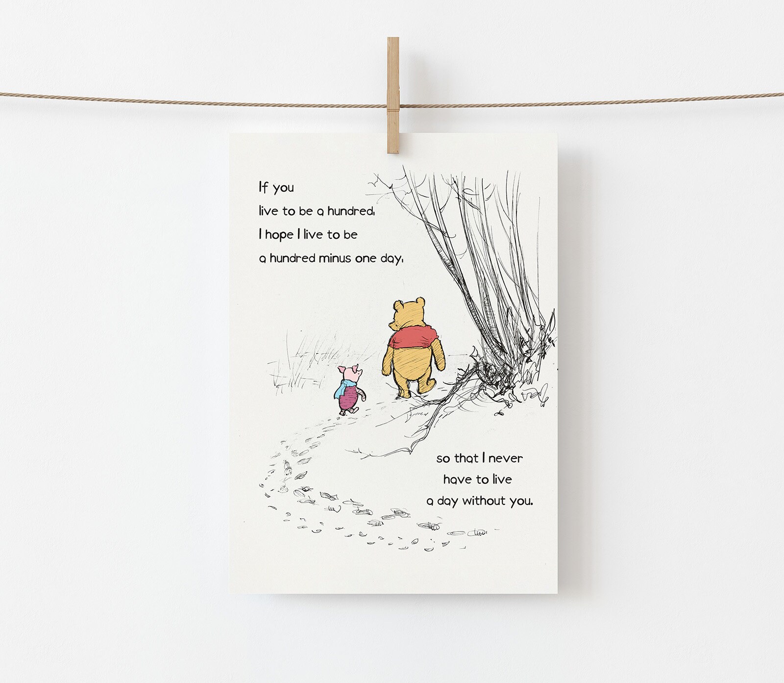Winnie the Pooh Art Print, AA Milne Quote Wall Art Classic Poster, If ...