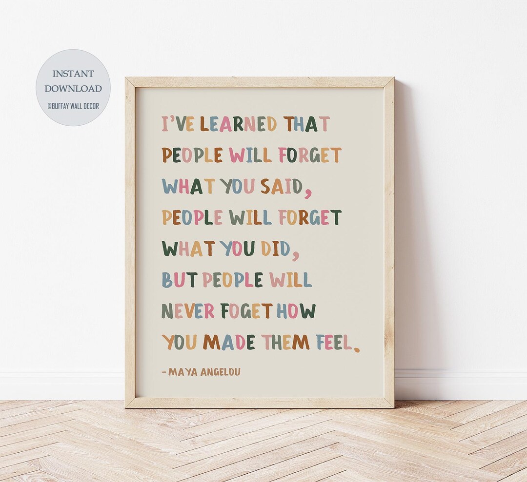 Maya Angelou Quote, Inspirational Education Poster, I've Learned ...