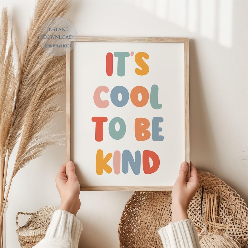 It's Cool to Be Kind Poster Printable, Playroom Classroom Wall Decor ...