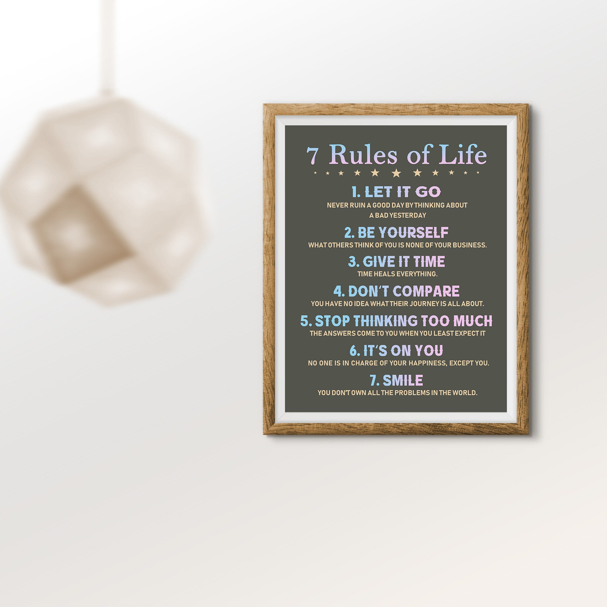 7 Rules of Life Wall Art Print, Therapy Office Decor, Inspirational SEL ...