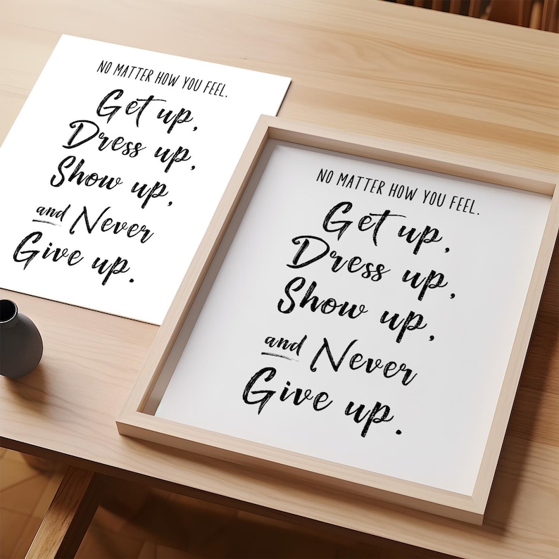 Motivation Poster, Motivational Wall Art, Bathroom Decor, Never Give Up ...