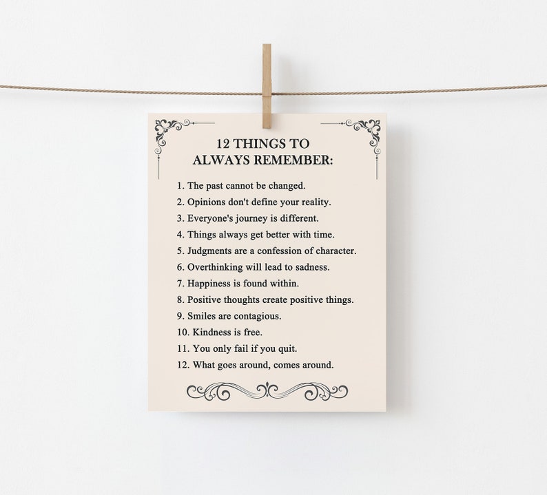 12 Things to Always Remember Inspirational Wall Art Bathroom Wall Décor ...