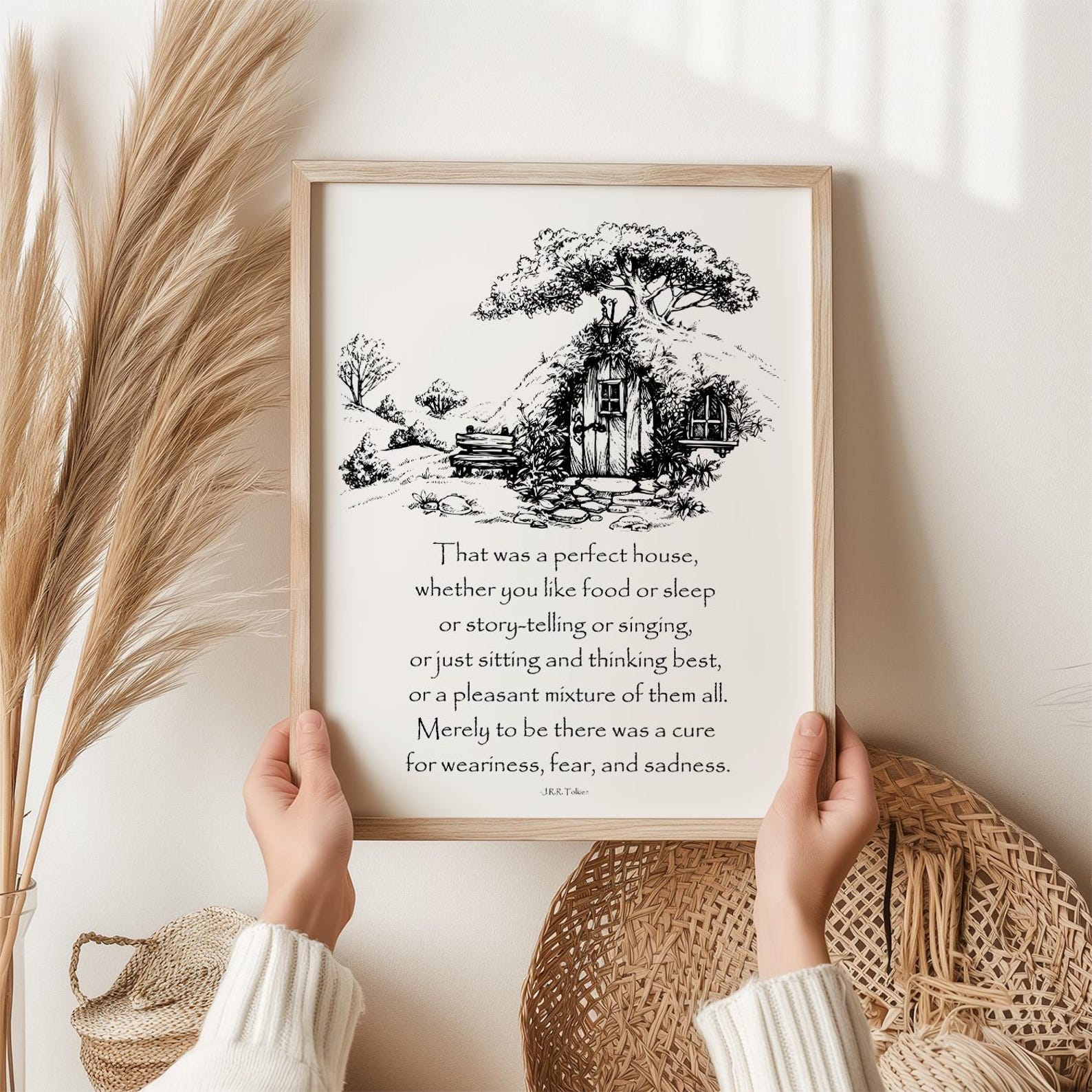 A Perfect House, Hobbit Hole Wall Art, Home Decor, J.R.R. Tolkien Quote ...