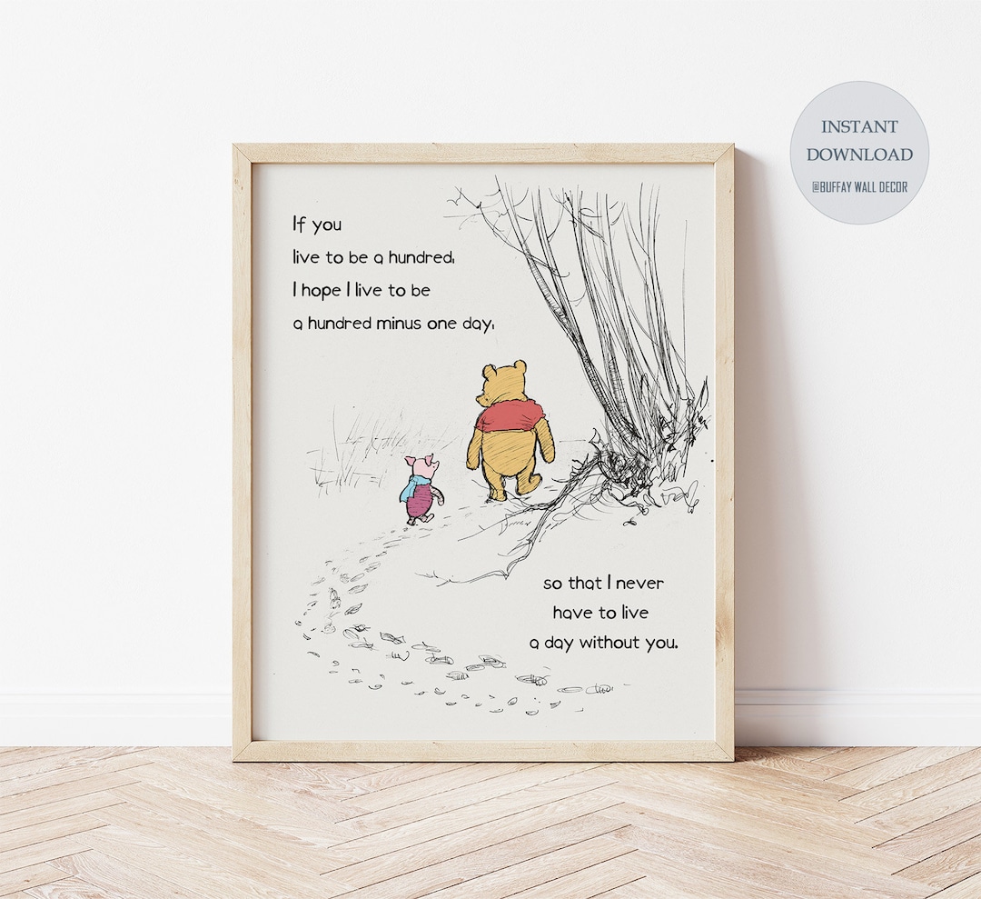 Winnie the Pooh Quote Wall Art Classic Poster, If You Live to Be a ...