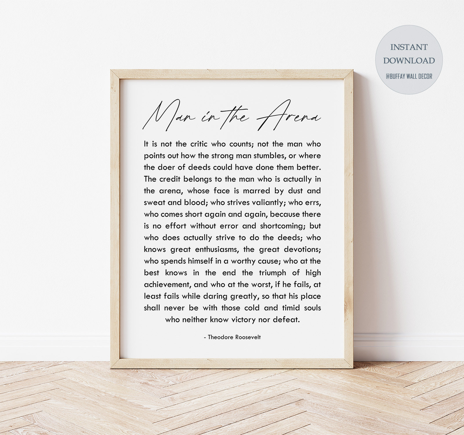 Man in the Arena,inspirational Quotes, Teddy Roosevelt Poster ...