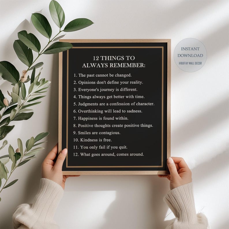 12 Things to Always Remember, Printable Inspirational Wall Art ...