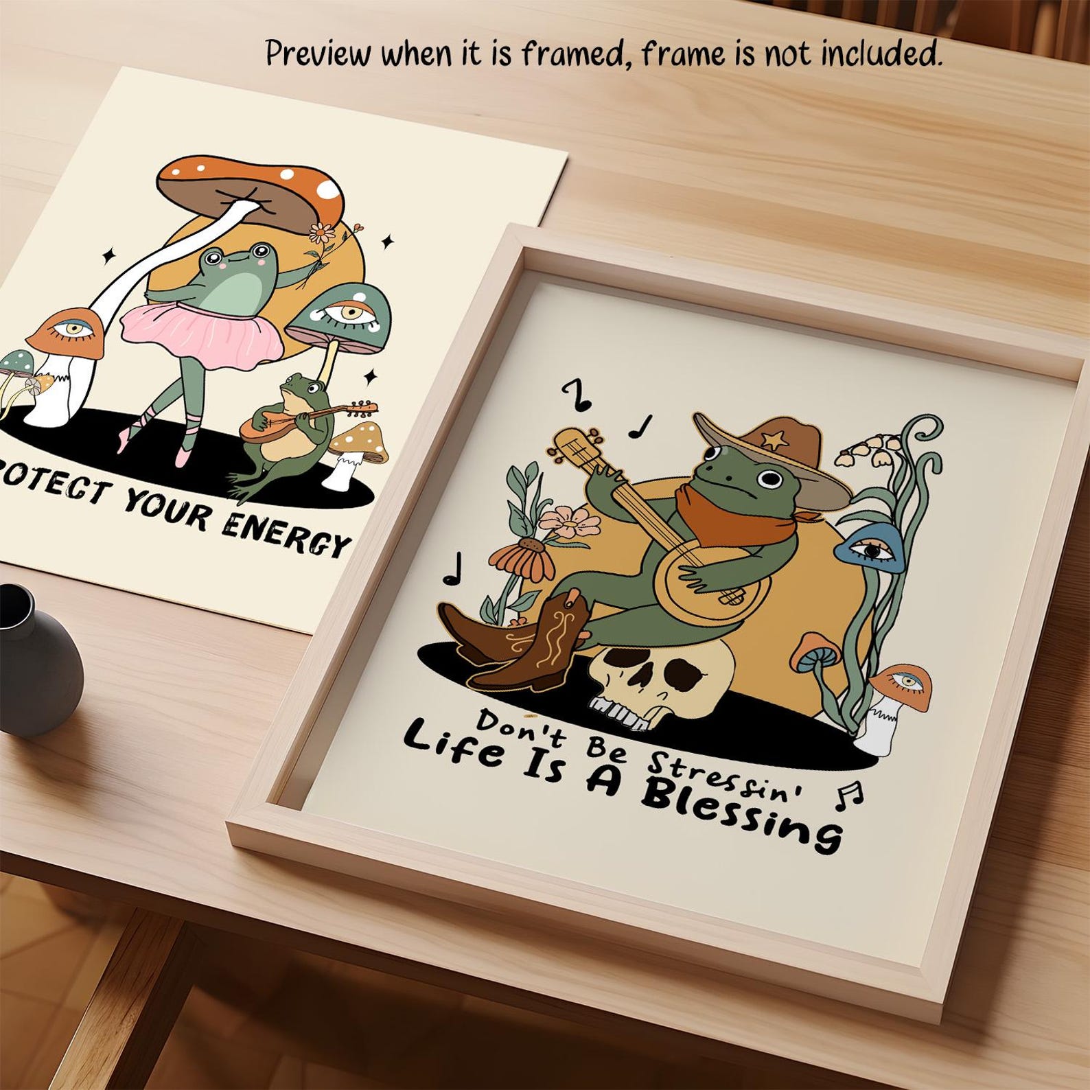 Retro Frog Vintage Prints, Groovy Frog Print, Aesthetic Retro Poster ...