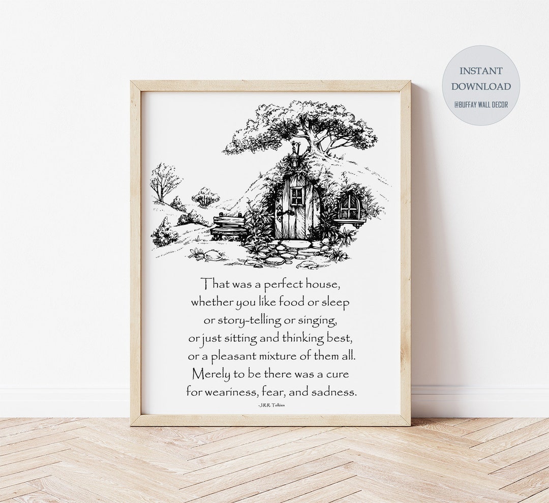 A Perfect House, Hobbit Hole Wall Art, Home Decor, J.R.R. Tolkien Quote ...
