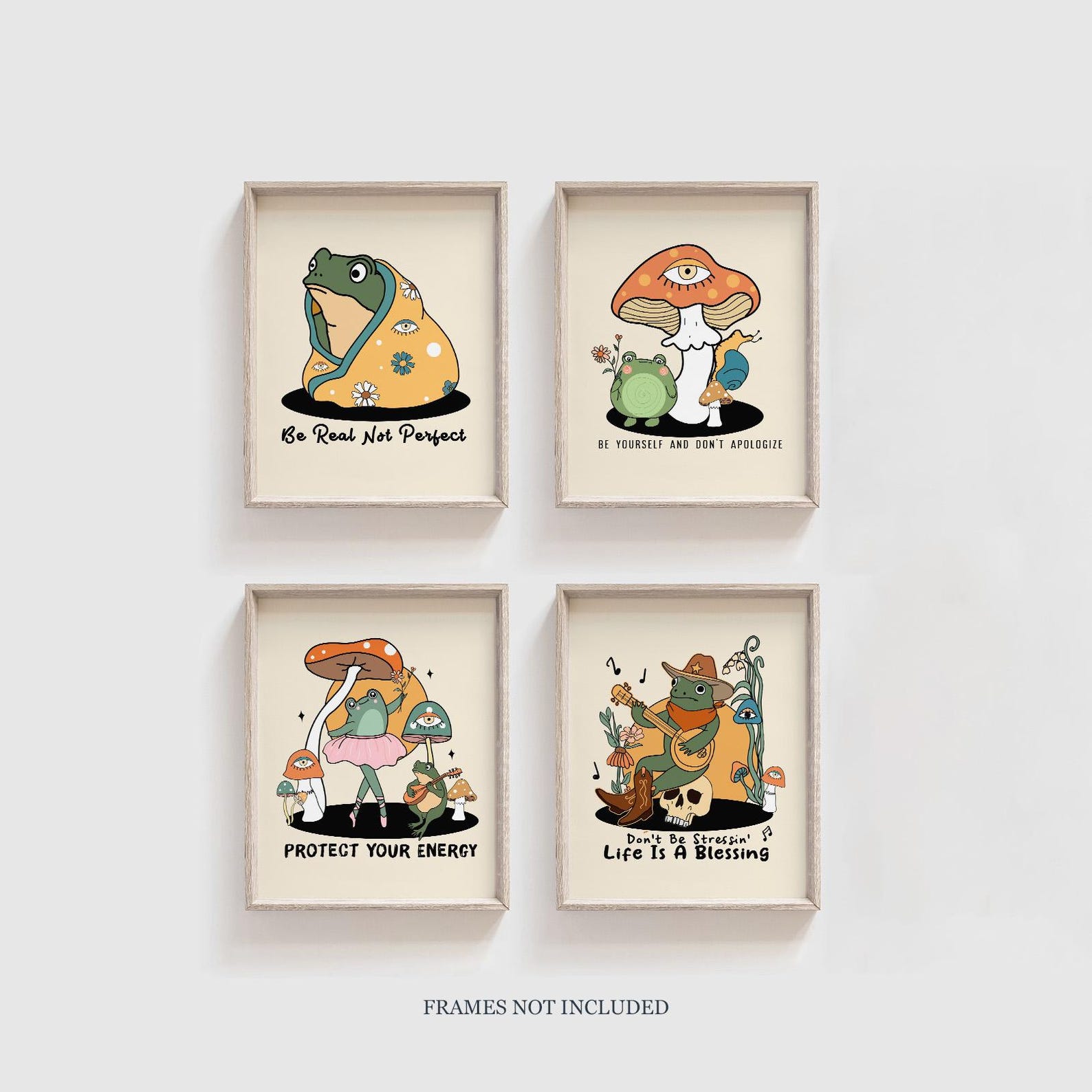 Retro Frog Vintage Prints, Groovy Frog Print, Aesthetic Retro Poster ...