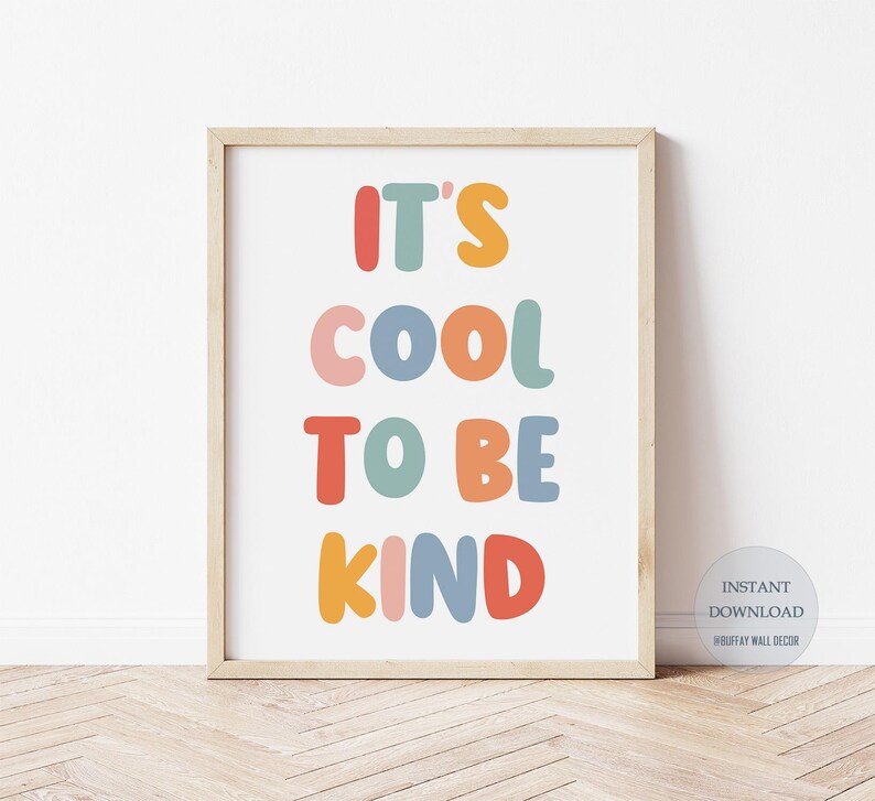 It's Cool to Be Kind Poster Printable, Playroom Classroom Wall Decor ...