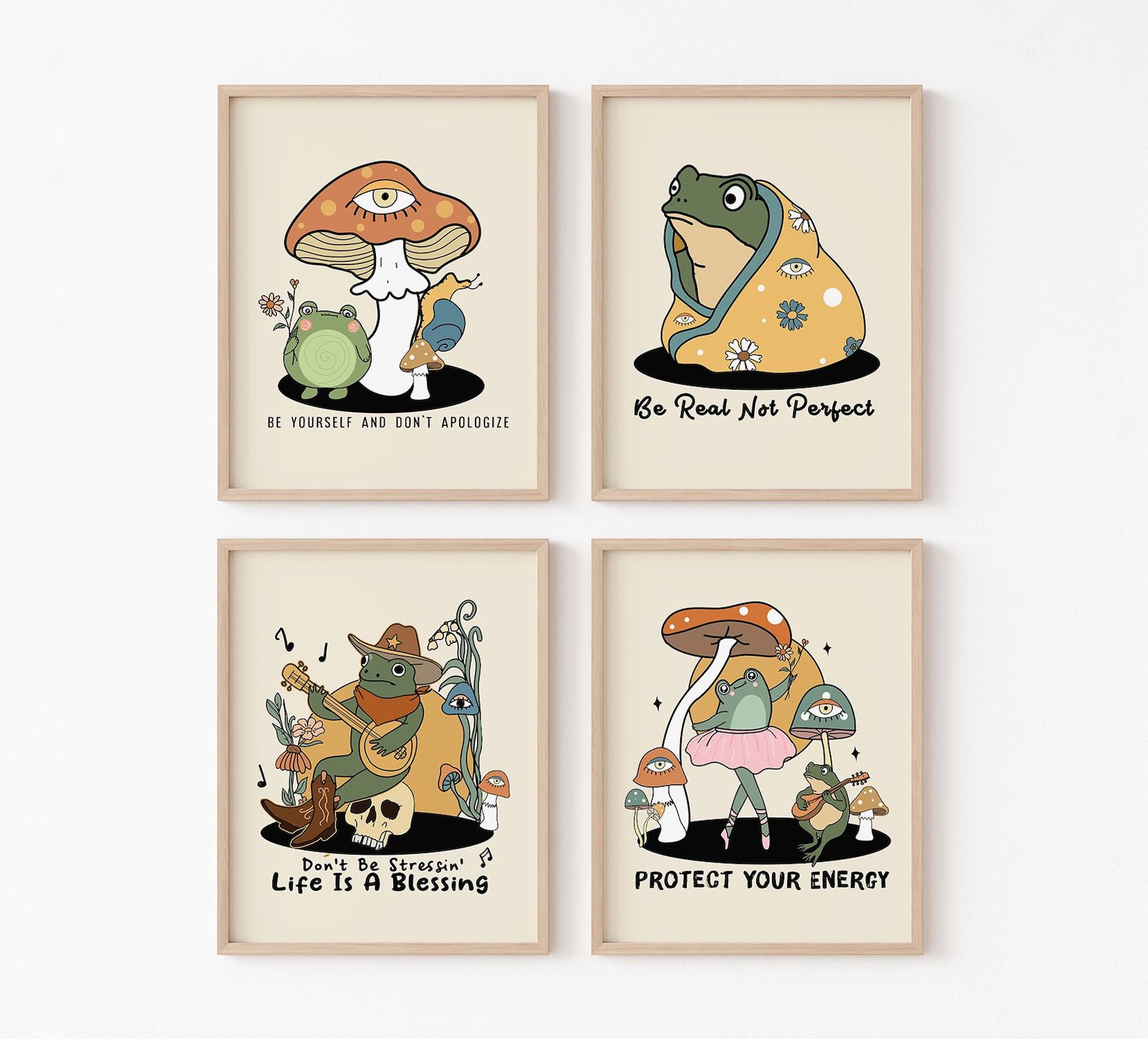Retro Frog Vintage Prints, Groovy Frog Print, Aesthetic Retro Poster ...