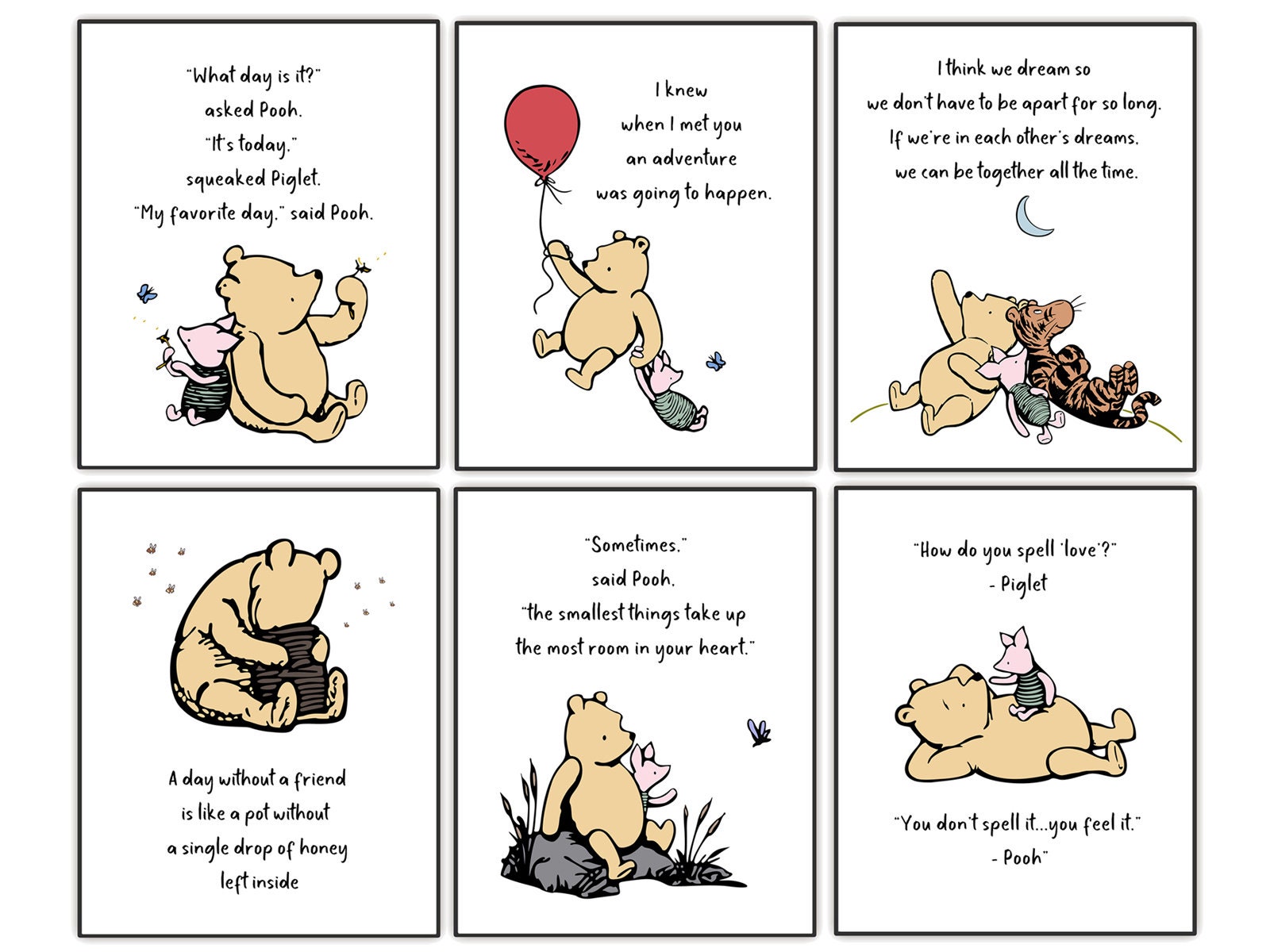 Winnie the Pooh Artwork, Classic A.A. Milne Quote Posters, Baby Shower ...