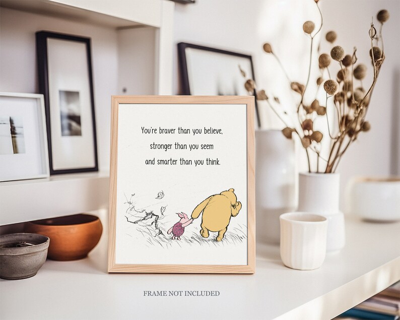Winnie the Pooh Wall Art, Inspirational Quote, Nursery Decor, You're ...