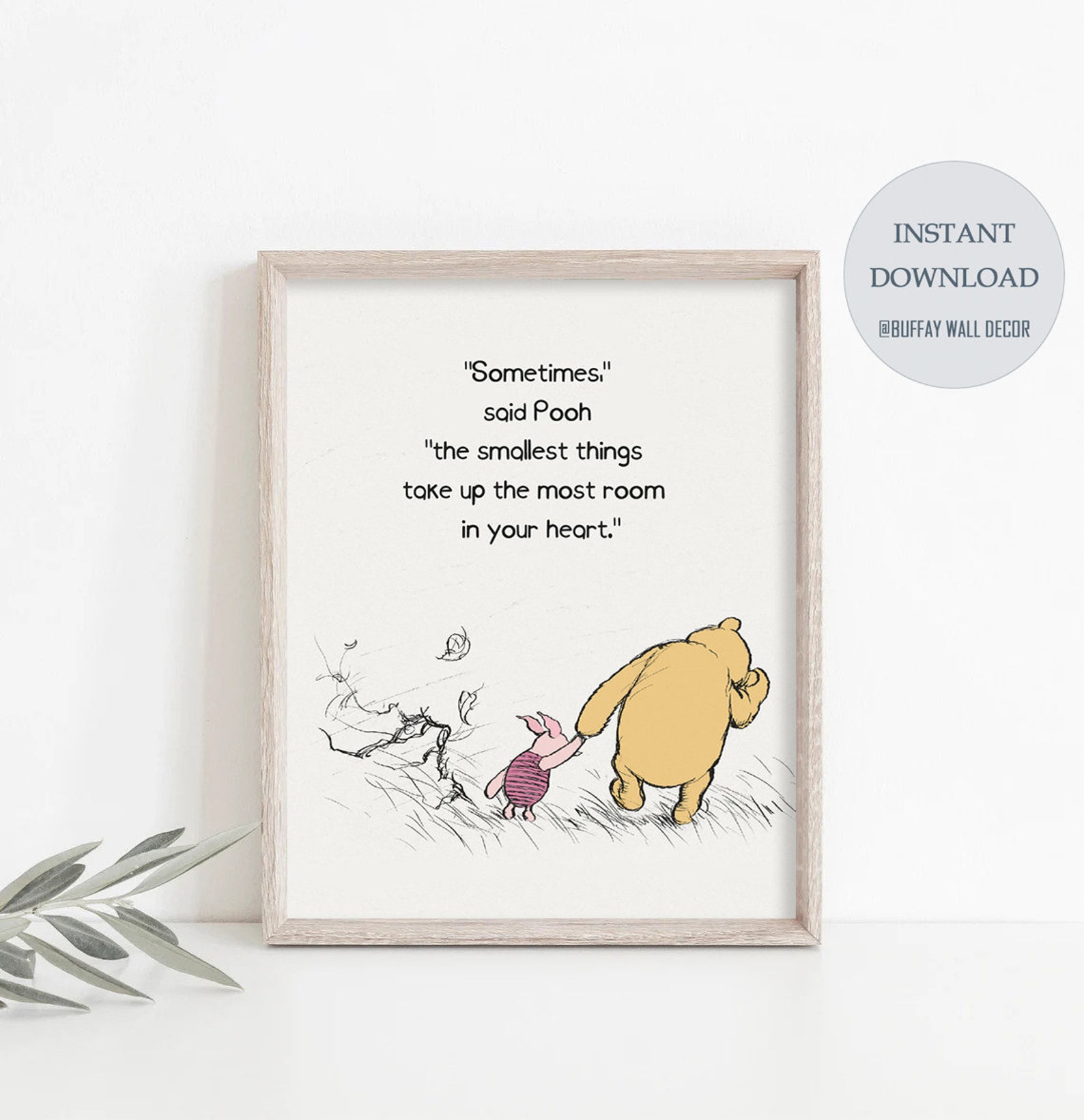 Winnie the Pooh Quote Wall Art, Classic Poster Nursey Decor, Sometimes ...