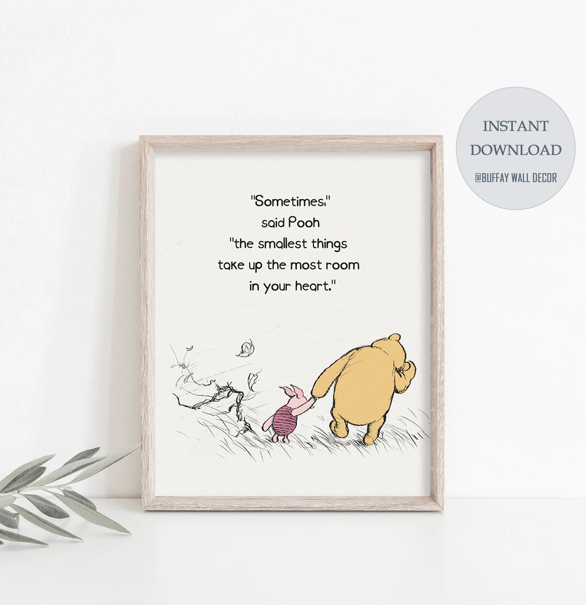Winnie the Pooh Quote Wall Art, Classic Poster Nursey Decor, Sometimes the Smallest Things ...