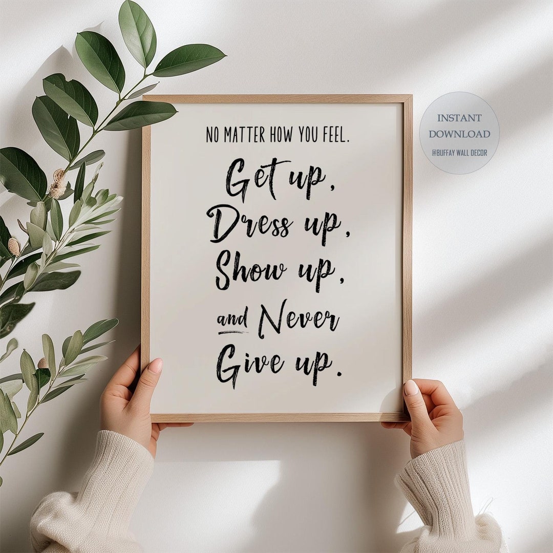 Motivation Poster, Motivational Wall Art, Bathroom Decor, Never Give Up ...