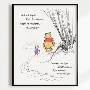 Winnie the Pooh Wall Art, Piglet Sidled up to Pooh Poster, Kids Room ...