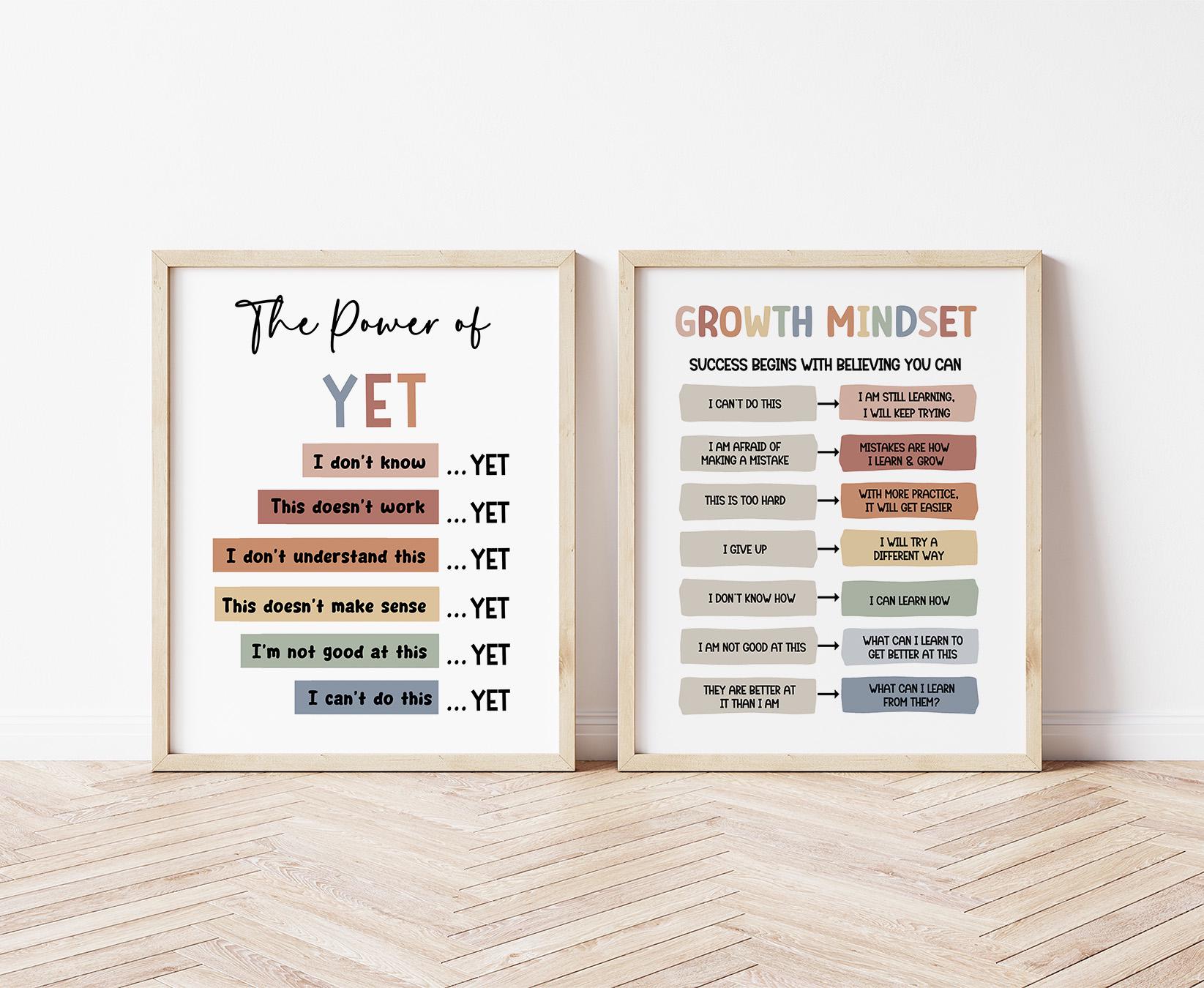 Growth Mindset, the Power of Yet, Inspirational Wall Decor, Educational ...