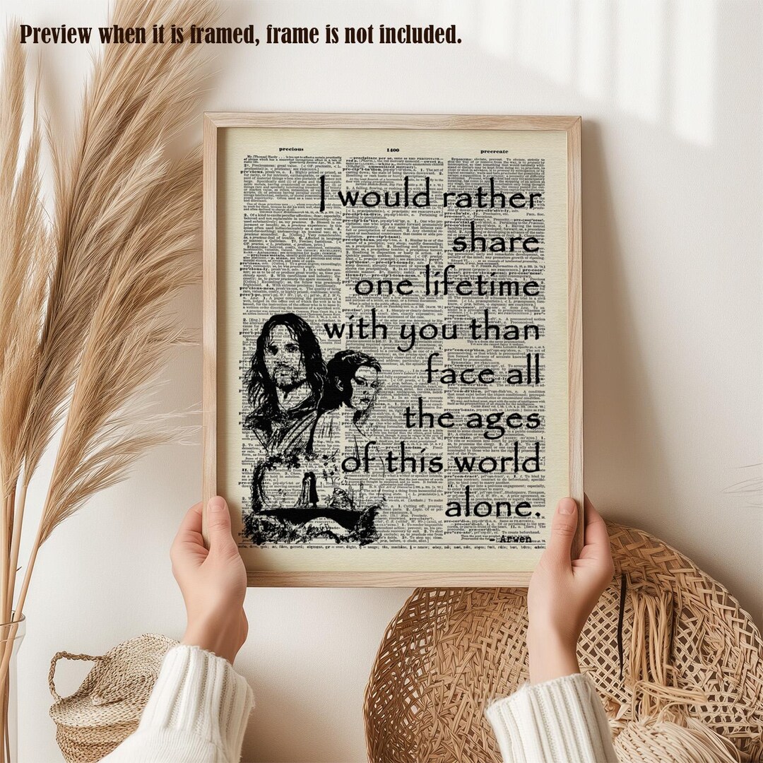 LOTR Wall Decor, Lord of the Rings Canvas Print, Tolkien Quote Poster, Arwen and Aragorn Love ...