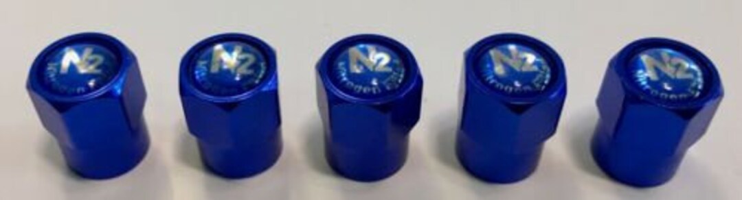 5 Blue... (nitrogen) VALVE CAPS - N2 Nitro.- Inlayed..includes - Window ...
