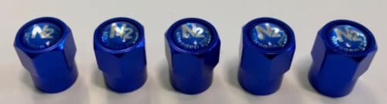 5 Blue... (nitrogen) VALVE CAPS - N2 Nitro.- Inlayed..includes - Window ...