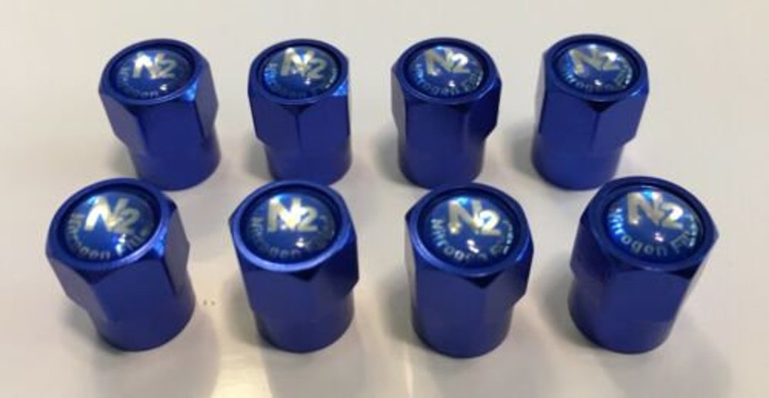 8 Blue... (nitrogen) VALVE CAPS - N2 Nitro.- Inlayed..includes - Window ...