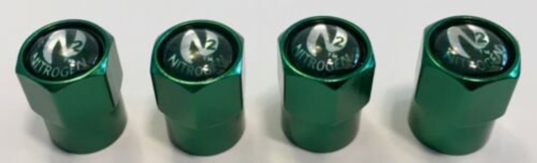 4 Green... (nitrogen) VALVE CAPS - N2 Nitro.- Inlayed..includes ...