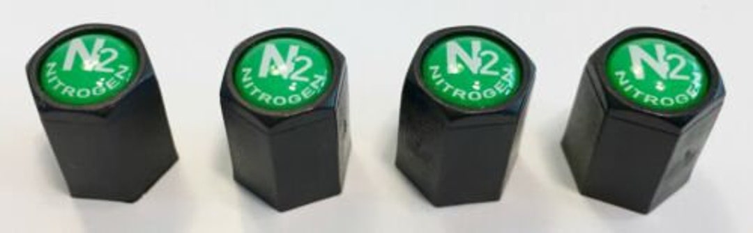 4 Black..nitrogen VALVE CAPS N2-nitro. Inlayed..tpms Safe..w/ Window ...