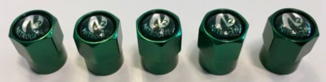 5 Green... (nitrogen) VALVE CAPS - N2 Nitro.- Inlayed..includes ...