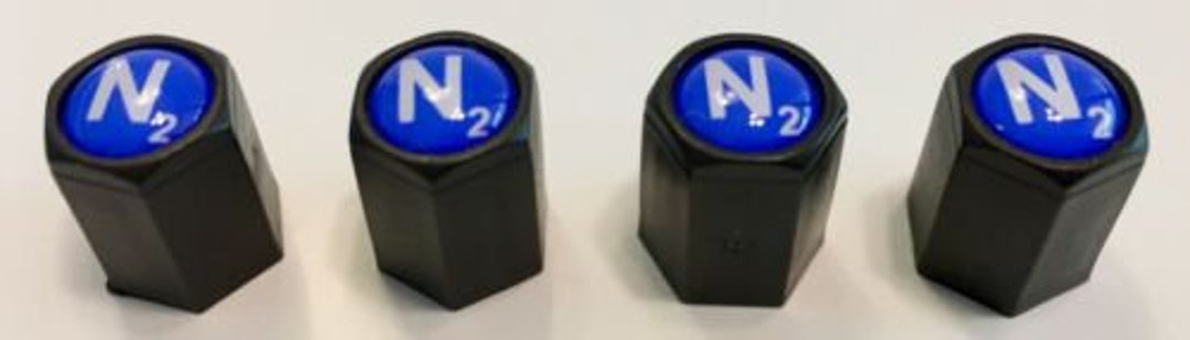 4 Black..(nitrogen) VALVE CAPS Blue- N2- Inlayed...tpms Safe..w/ Window ...